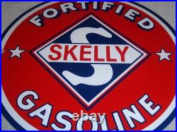 Vintage Skelly Fortified Gasoline 12 Porcelain Metal Service Station ...